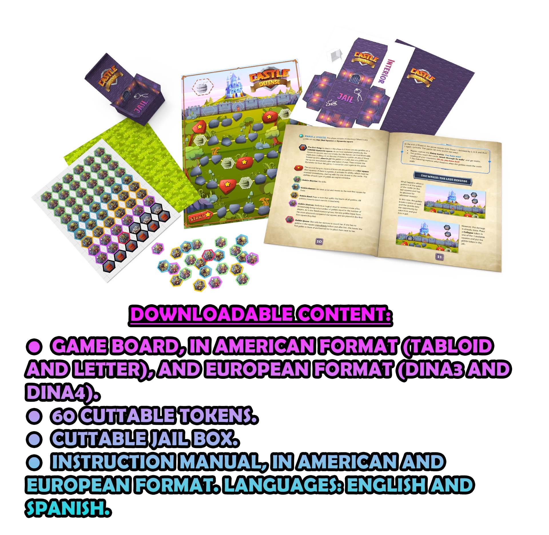 Castle Defense Board game, Goblin Attack Dice Game, Tower Defense Dice ...