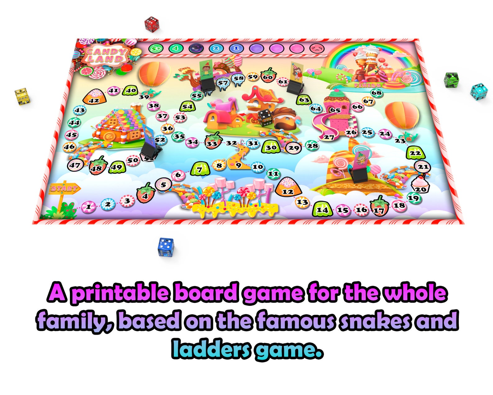 Candy Land Board Game, Sweets Printable Board Game, Cooperative Board ...