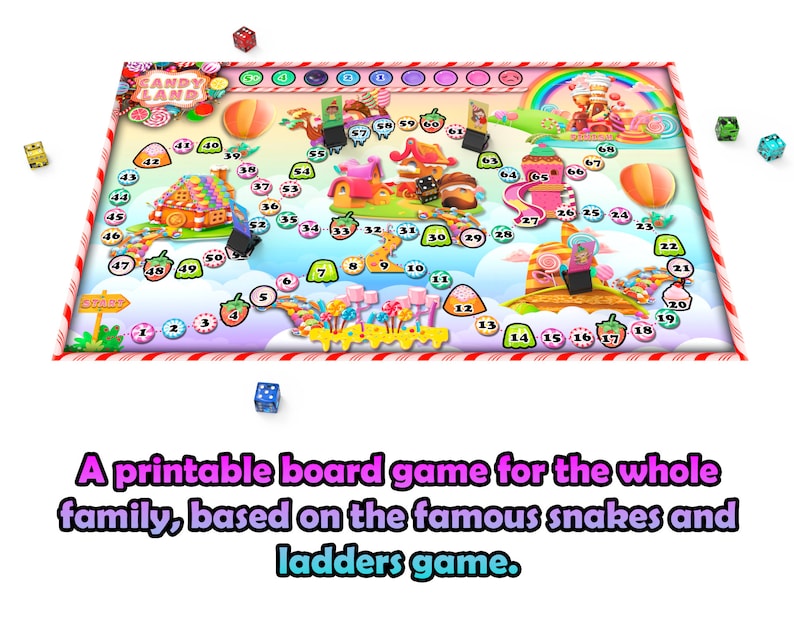 Candy Land Board Game, Sweets Printable Board Game, Cooperative Board ...
