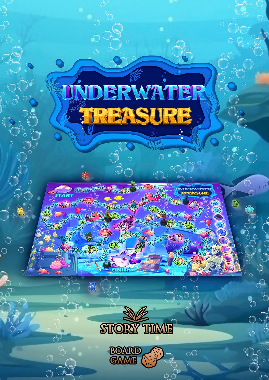 Underwater Board Game, Ocean Printable Board Game, Cooperative Board ...