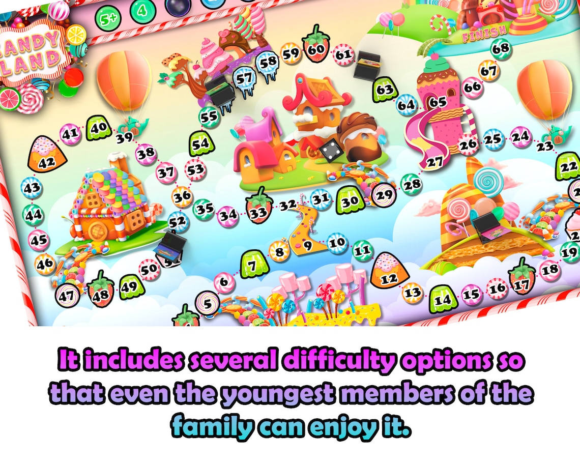 Candy Land Board Game, Sweets Printable Board Game, Cooperative Board ...