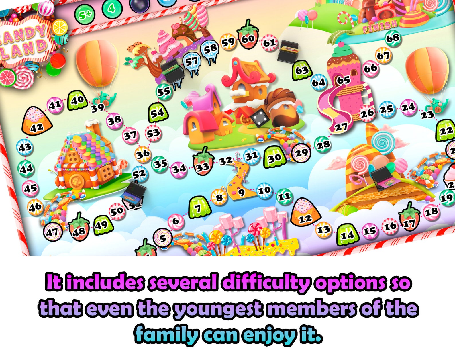 Candy Land Board Game, Sweets Printable Board Game, Cooperative Board ...