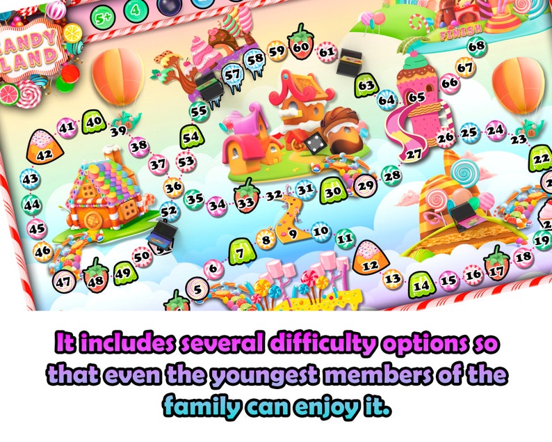 Candy Land Board Game, Sweets Printable Board Game, Cooperative Board ...