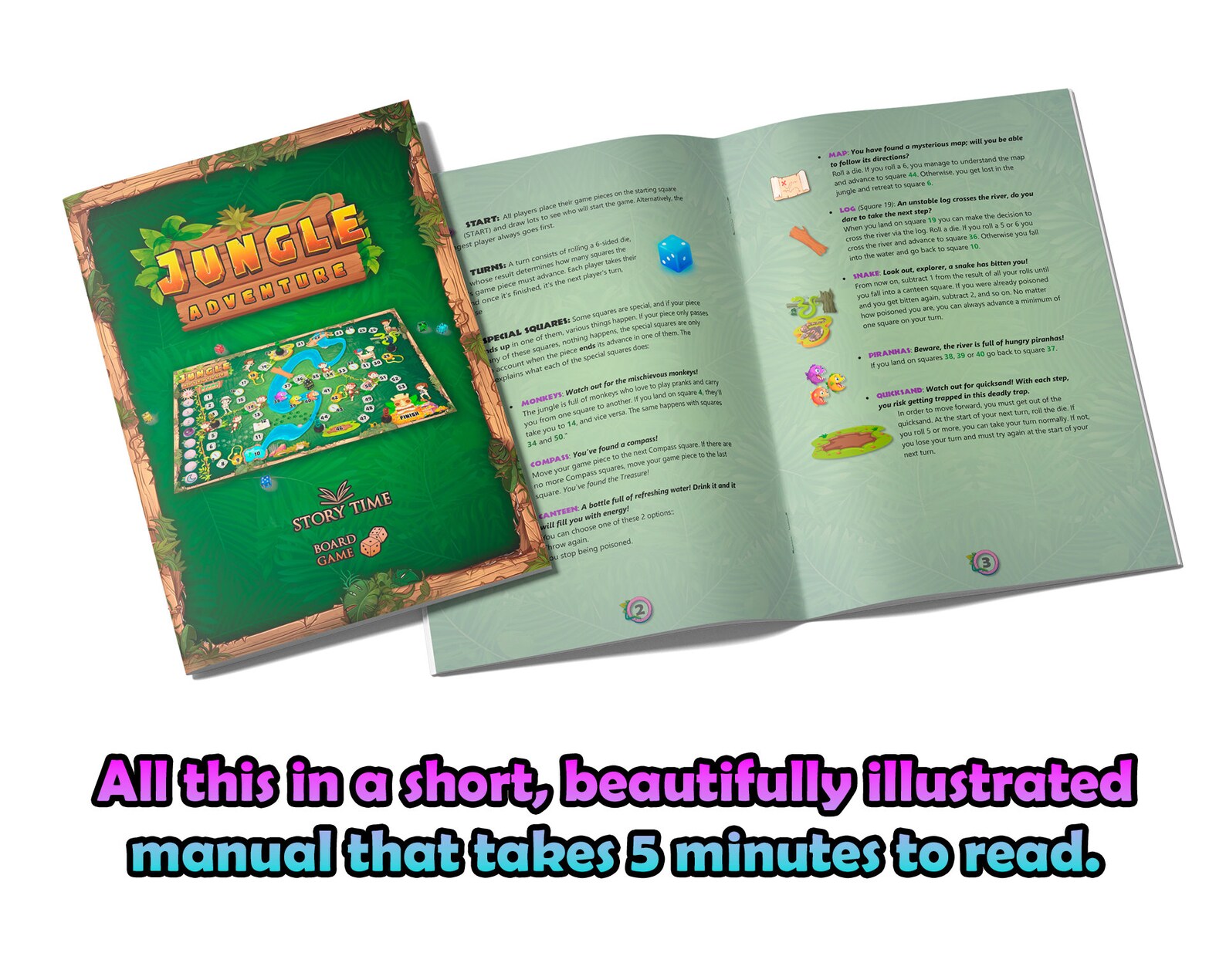 Jungle Board Game, Jungle Adventure Printable Board Game, Cooperative ...