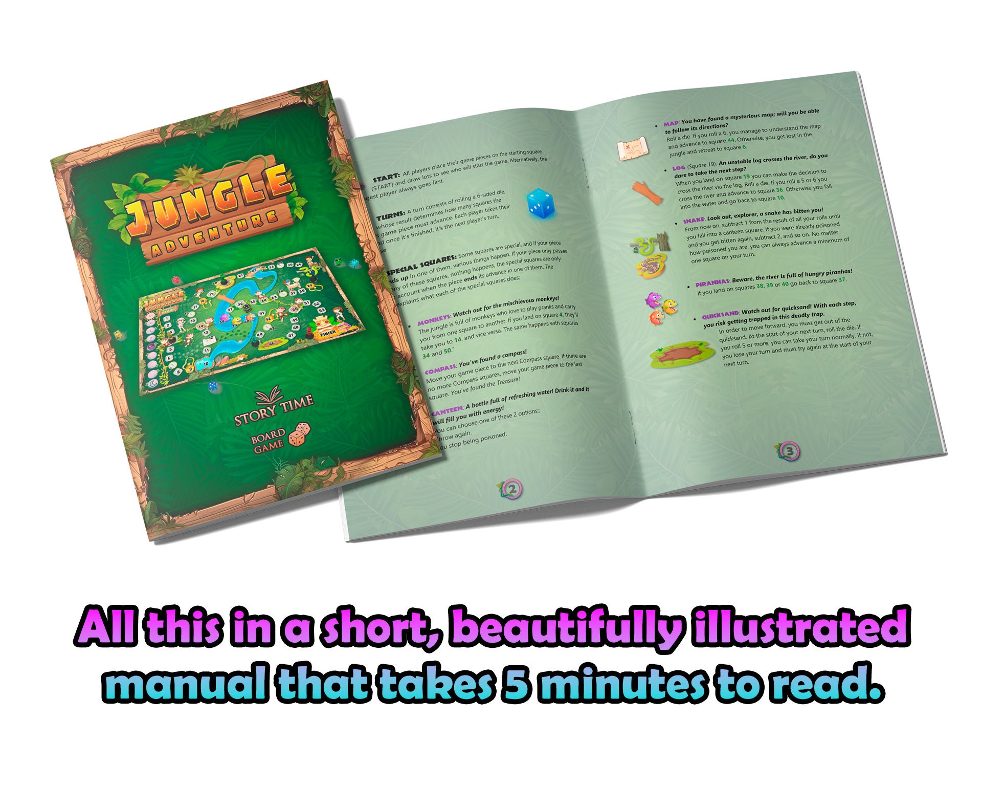 Jungle Board Game, Jungle Adventure Printable Board Game, Cooperative ...