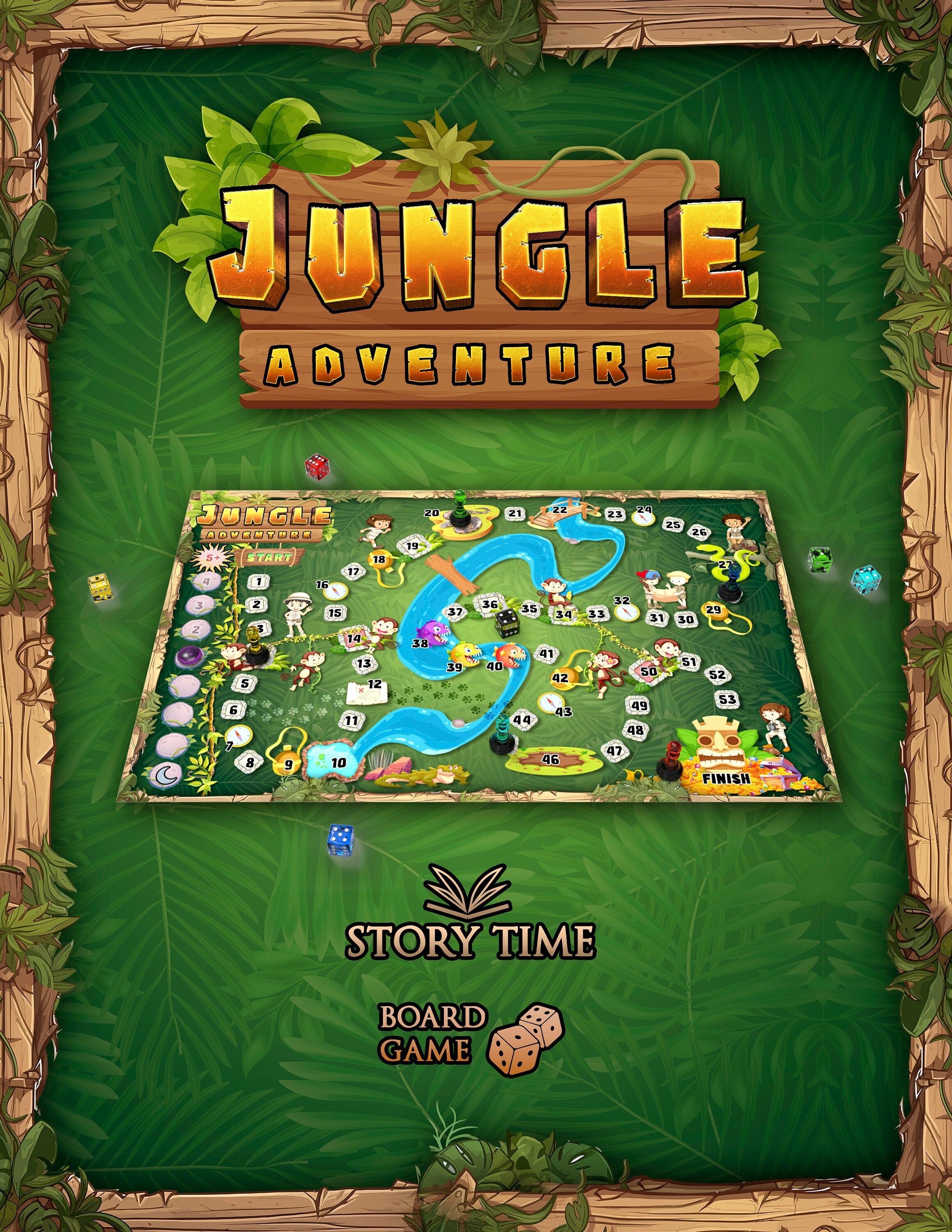Jungle Board Game, Jungle Adventure Printable Board Game, Cooperative ...