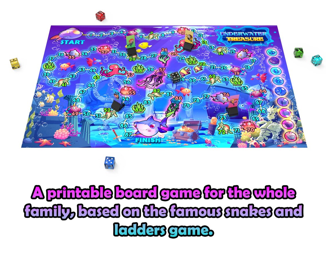 Underwater Board Game, Ocean Printable Board Game, Cooperative Board ...