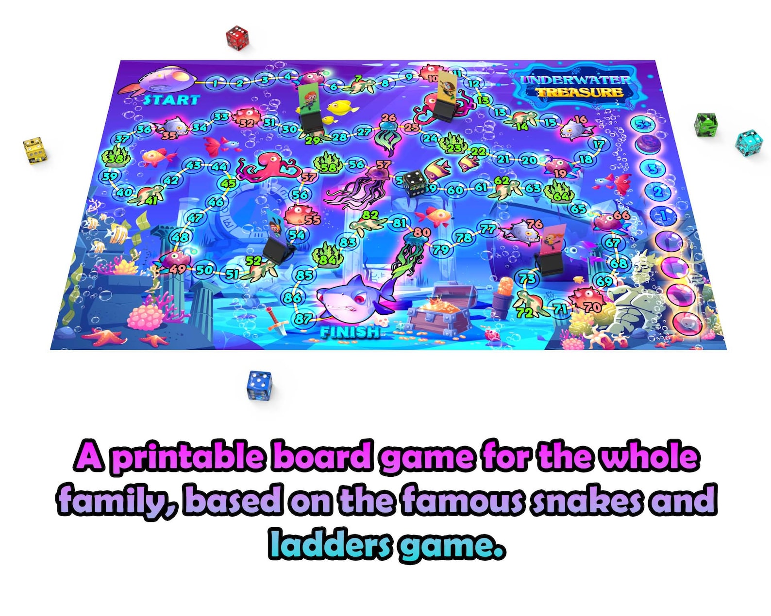 Underwater Board Game, Ocean Printable Board Game, Cooperative Board ...
