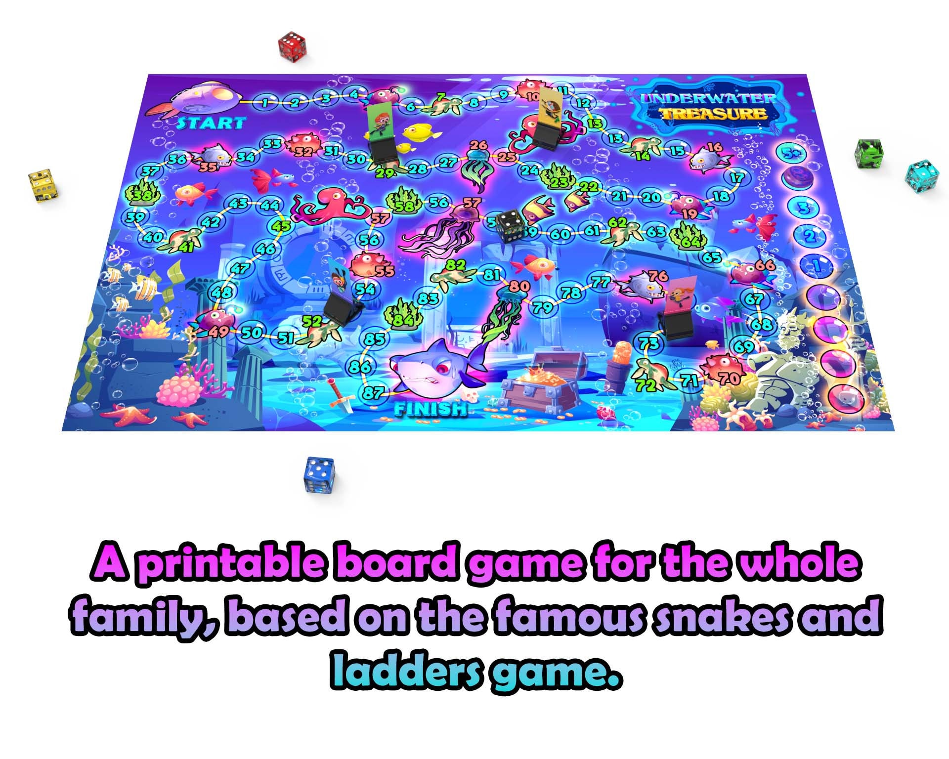 Underwater Board Game, Ocean Printable Board Game, Cooperative Board ...