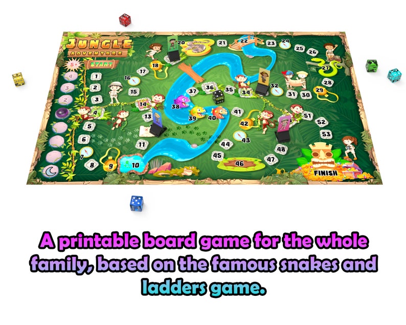 Jungle Board Game, Jungle Adventure Printable Board Game, Cooperative ...