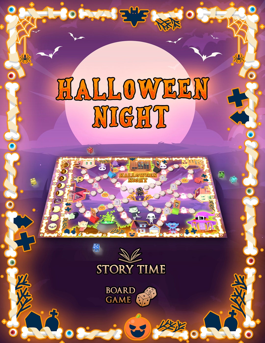 Halloween Board Game, Halloween Night Printable Board Game, Cooperative ...