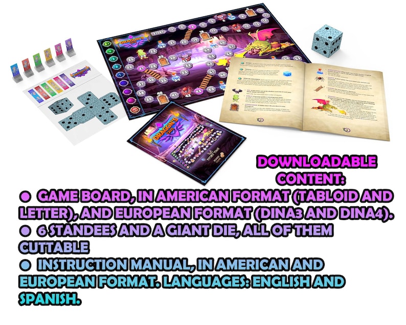 Dragon Board Game, Dragons Printable Board Game, Cooperative Board Game ...