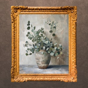 Vintage Eucalyptus Painting, Rustic Farmhouse Print, Flowers Still Life ...