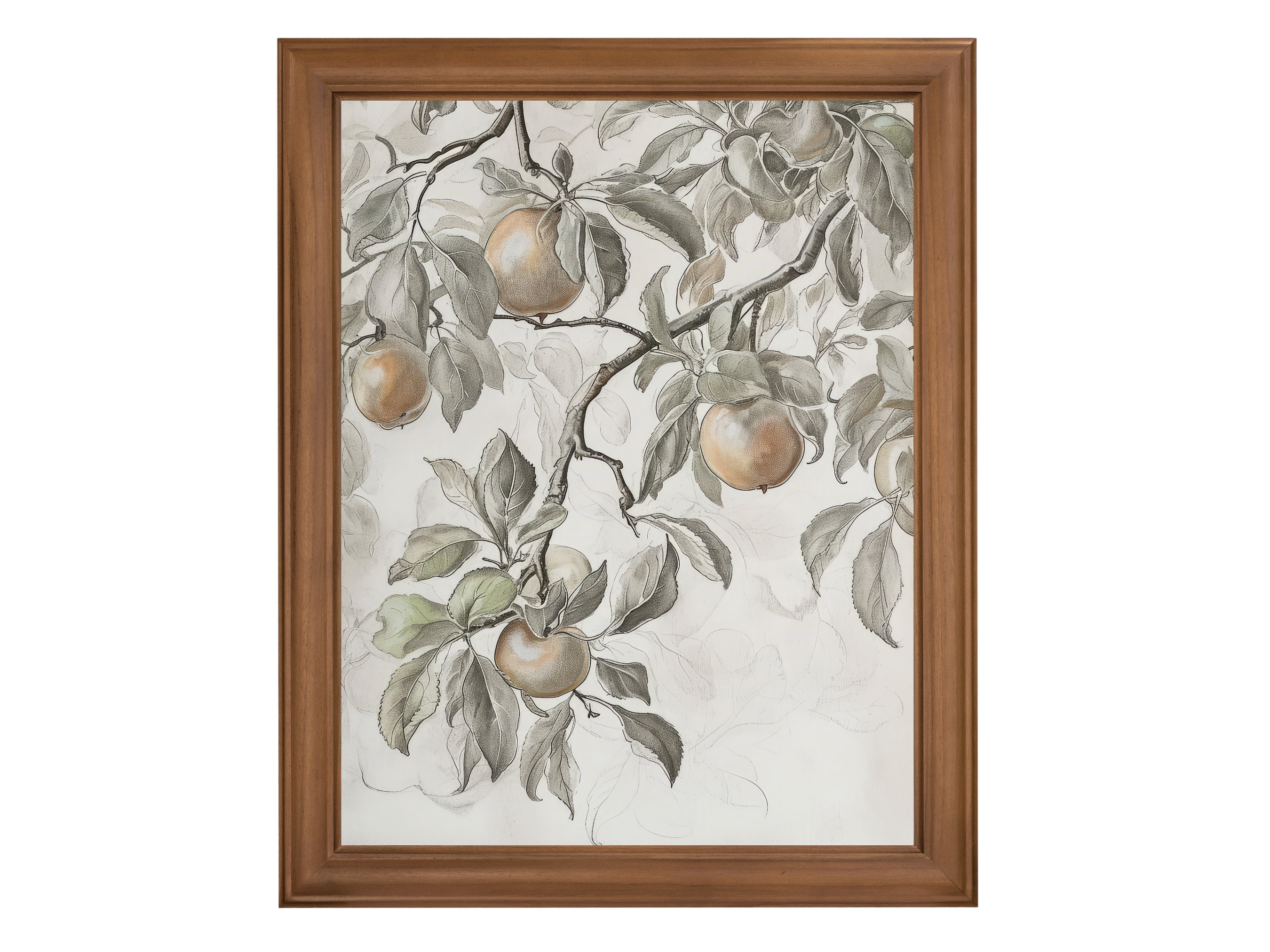 Vintage Apple Tree Drawing, Botanical Art, Nature Poster, Warm Neutral ...