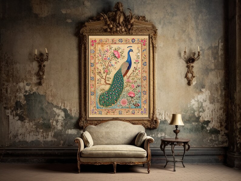 Vintage Antique Peacock Drawing, Botanical Wallpaper, Peacock, Vintage ...