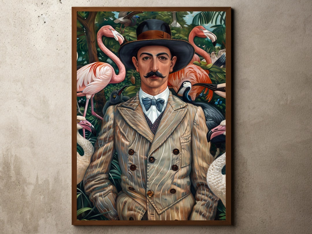 Vintage Colonial Painting, Jungle Wall Art, Whimsical Art Print ...