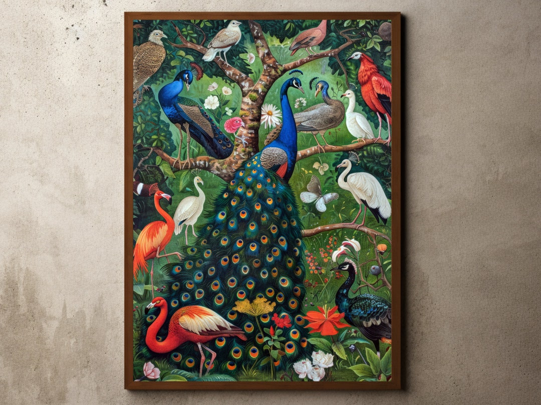 Henri Rousseau Inspired Art Print: Tropical Jungle Birds, Vintage ...