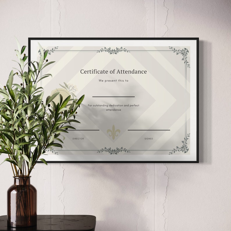 Printable Certificate, Attendance Award, Attendance Certificate, Custom ...
