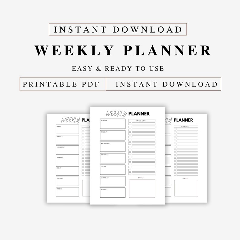 Weekly Planner, Printable Planner, Weekly Organizer, Weekly Agenda ...