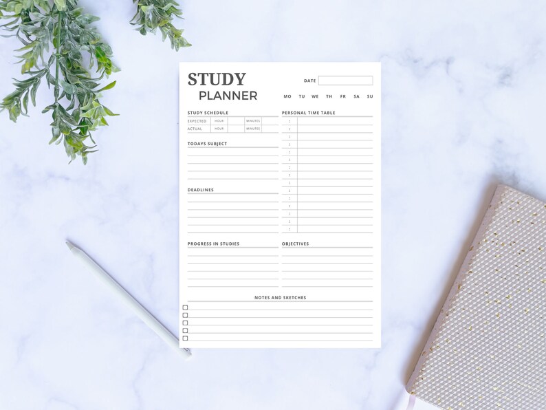 Study Planner Printable, Print at Home Study Plan, Student Planning ...