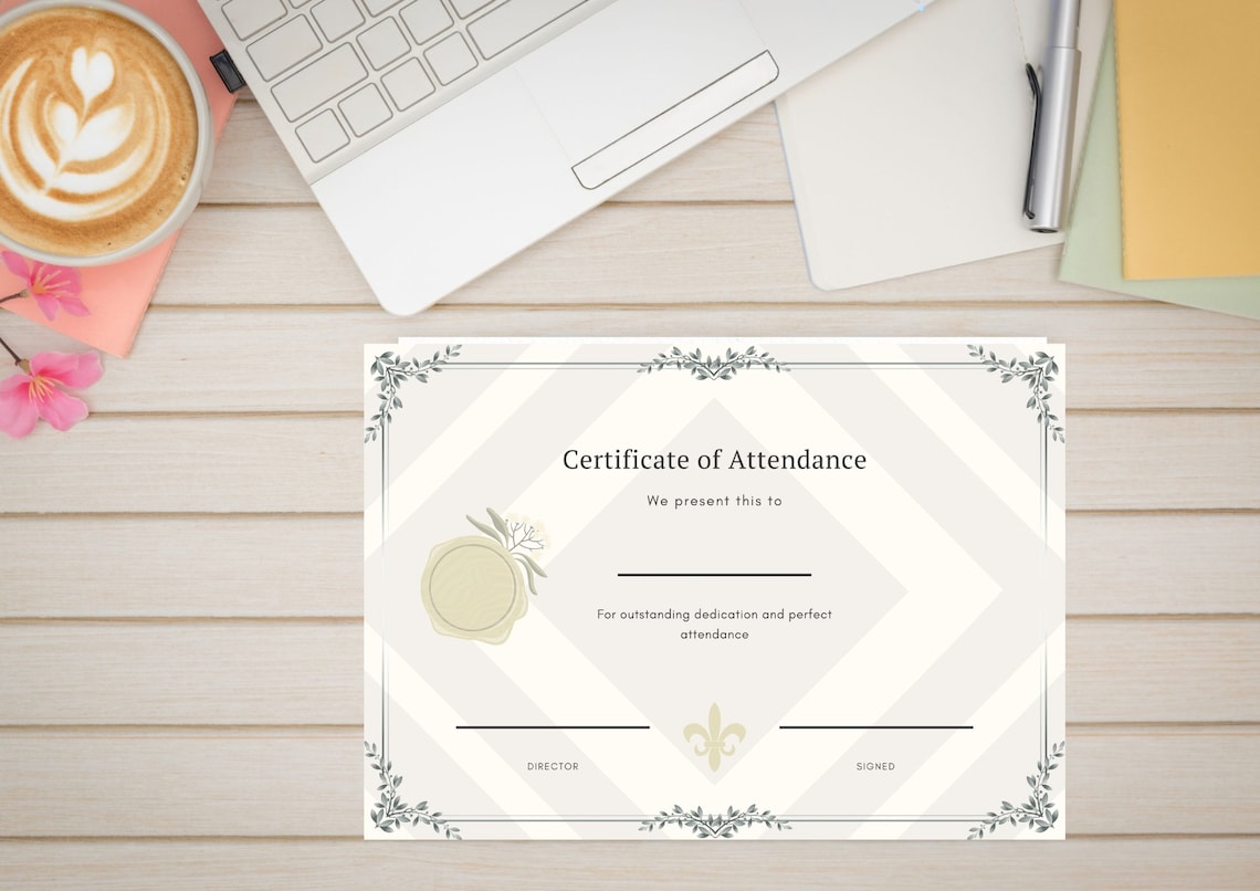 Printable Certificate, Attendance Award, Attendance Certificate, Custom ...