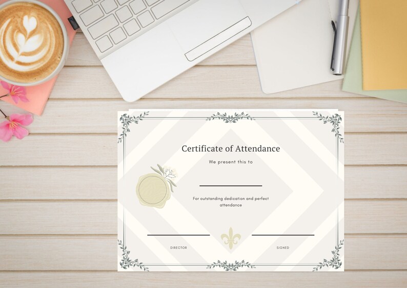 Printable Certificate, Attendance Award, Attendance Certificate, Custom ...