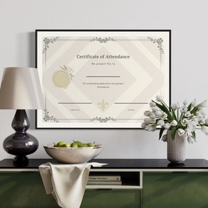 Printable Certificate, Attendance Award, Attendance Certificate, Custom ...