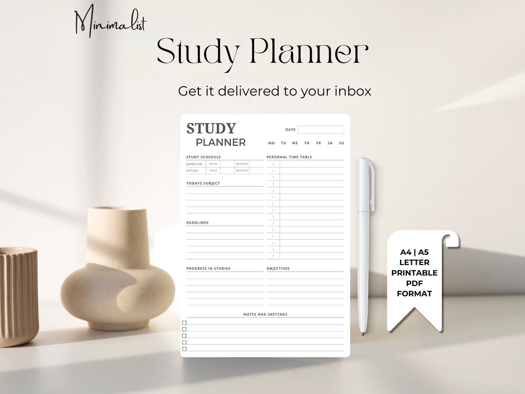 Study Planner Printable, Print at Home Study Plan, Student Planning ...