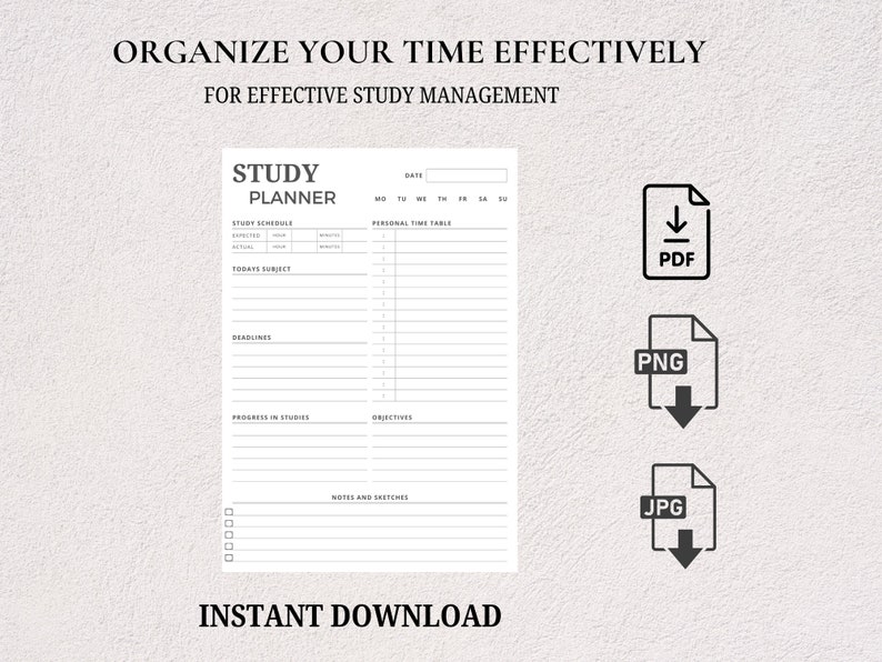 Study Planner Printable, Print at Home Study Plan, Student Planning ...