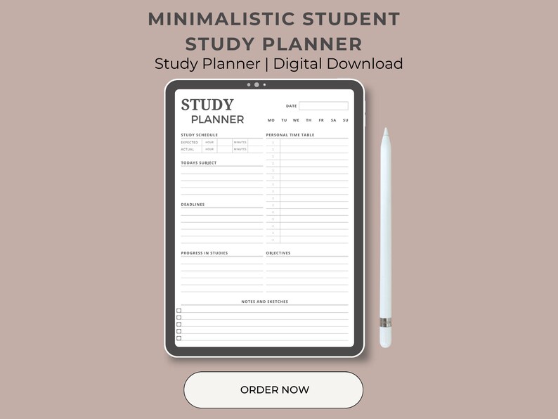 Study Planner Printable, Print at Home Study Plan, Student Planning ...