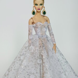 White Lace Bouffant Dress Gown for Fashion Royalty Doll, Barbie ...
