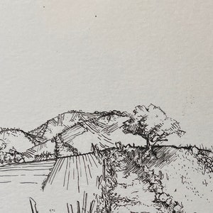 Pen Drawing of the Road Less Travelled, a Country Footpath in a Natural ...
