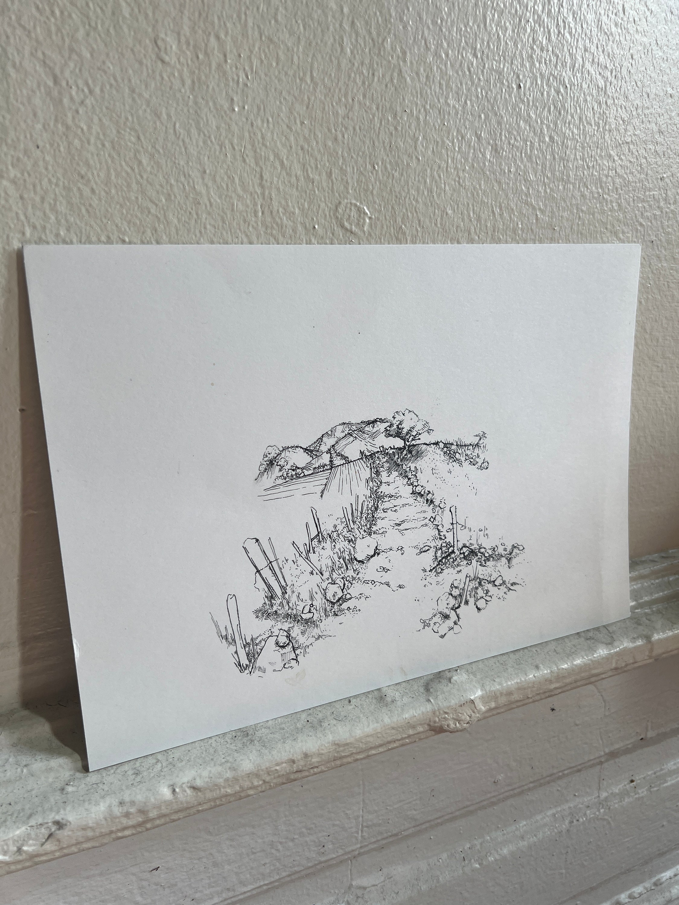 Pen Drawing of the Road Less Travelled, a Country Footpath in a Natural ...