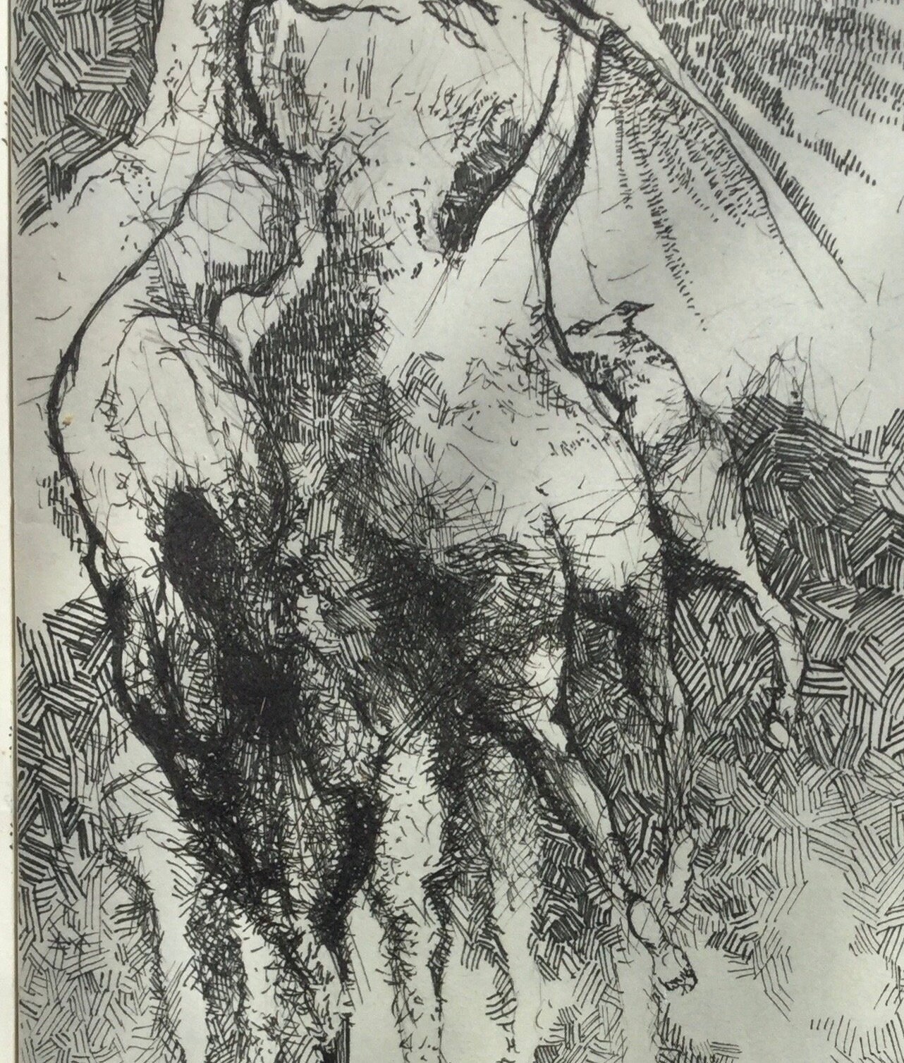 Original Pen Drawing of a Dark Fantasy World With Bodies, Wings, and ...