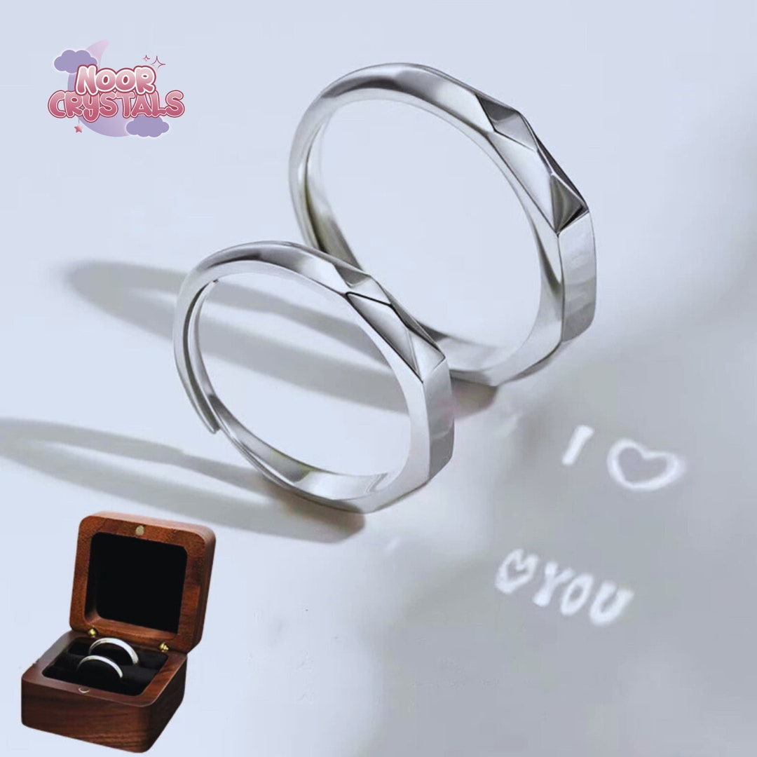 Handcrafted Light Sculpted Love Projection Rings, Perfect Couple Rings ...