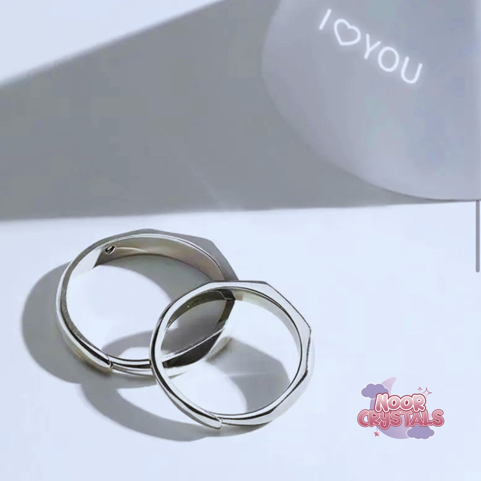 Handcrafted Light Sculpted Love Projection Rings, Perfect Couple Rings ...