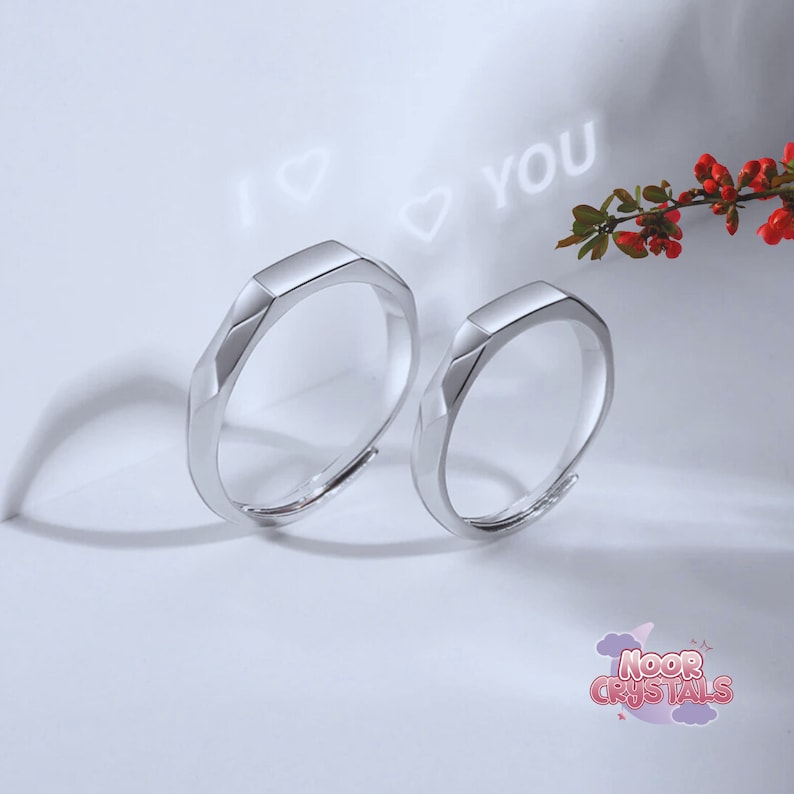 Handcrafted Light Sculpted Love Projection Rings, Perfect Couple Rings ...