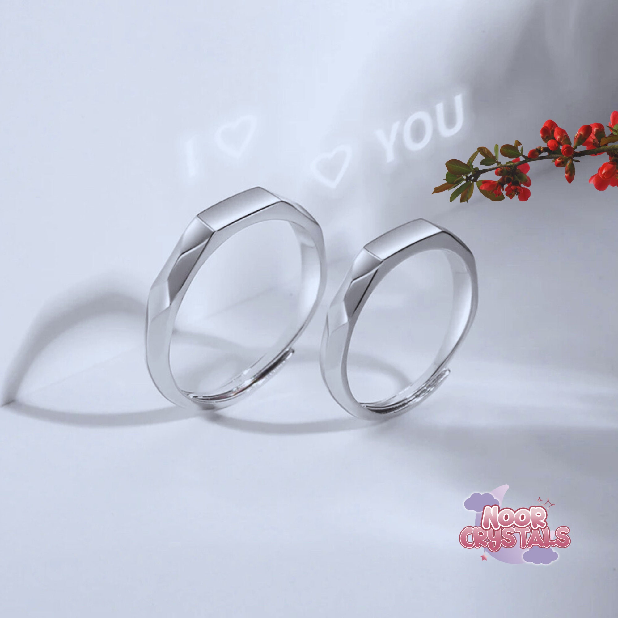 Handcrafted Light Sculpted Love Projection Rings, Perfect Couple Rings ...