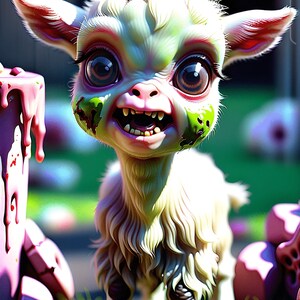 Zombie Goat Digital Download Art Cute Halloween Poster Print - Etsy