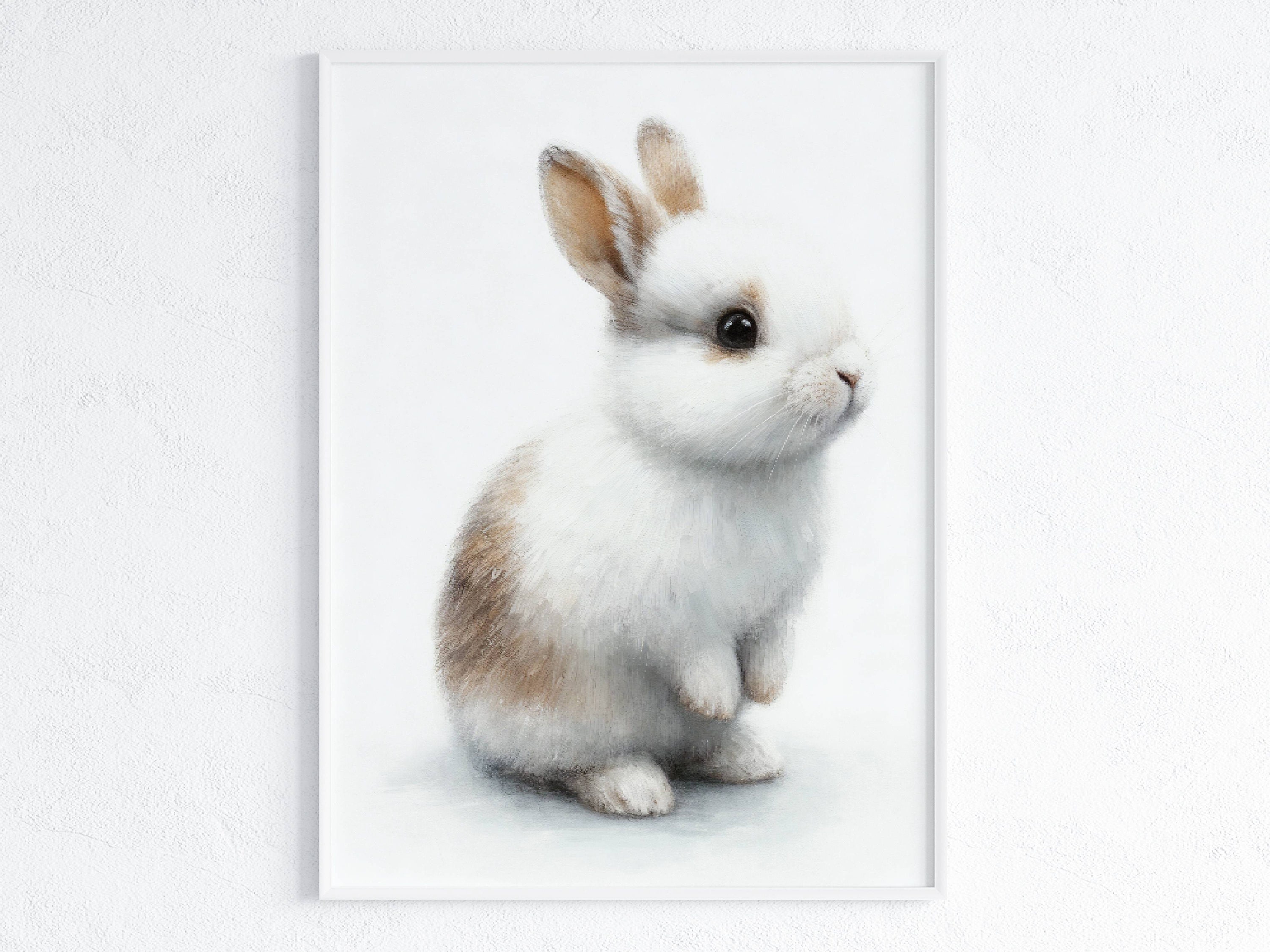 Bunny Rabbit Art Print Printable Painting Nursery Decoration Artwork ...