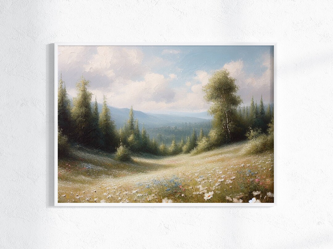 Spring Nature Art Print Painting PRINTABLE Landscape Art Spring Scene ...