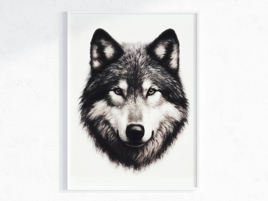 Wolf Portrait Wall Art | Realistic | PRINTABLE | Wolf Painting ...