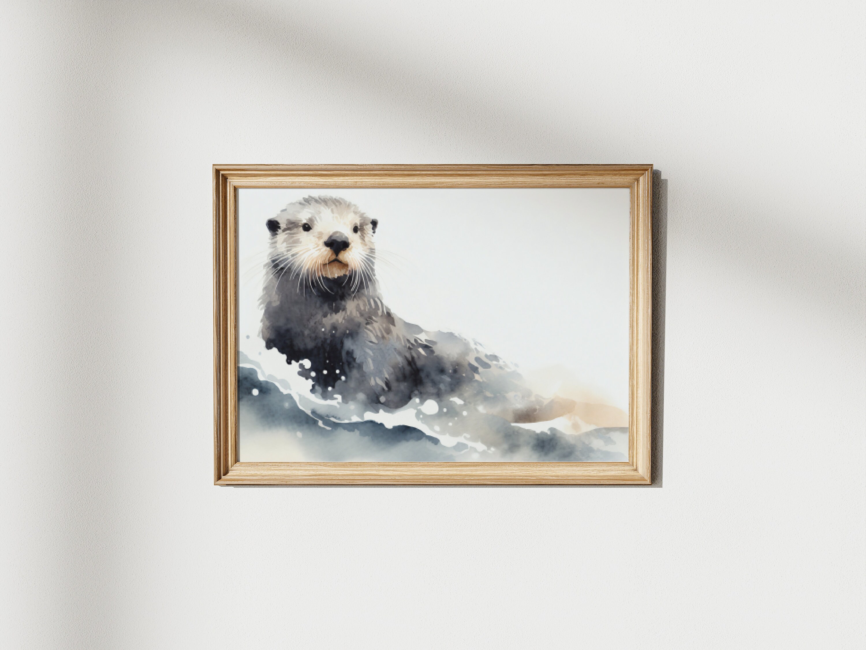 Sea Otter Watercolor Print Marine Animal PRINTABLE Cute Art Ocean Wall ...