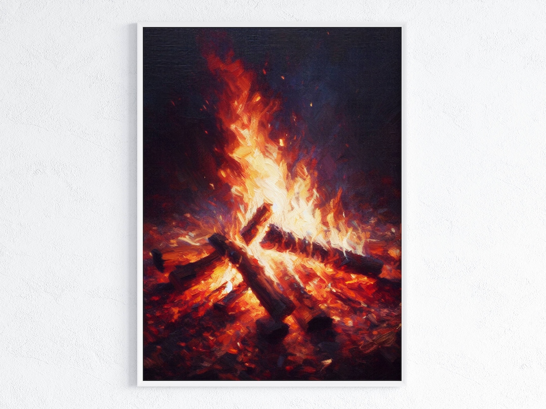 Fire Flame Art Print | Printable | Digital Art | Campfire Artwork ...