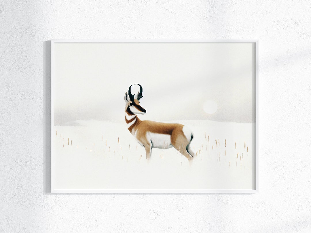 Antelope Art Print | Yellowstone Pronghorn Antelope | | Nature Painting ...