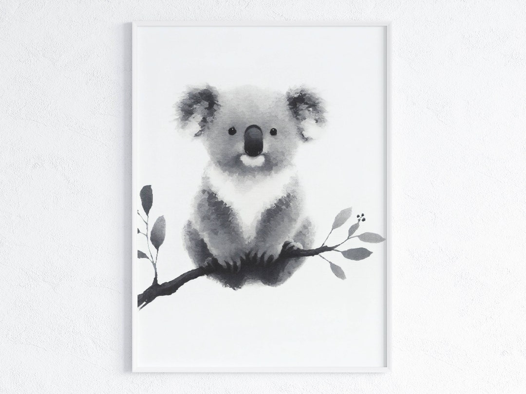 Adorable Koala Bear Art Print Printable Illustrative Nursery Wall Decor ...