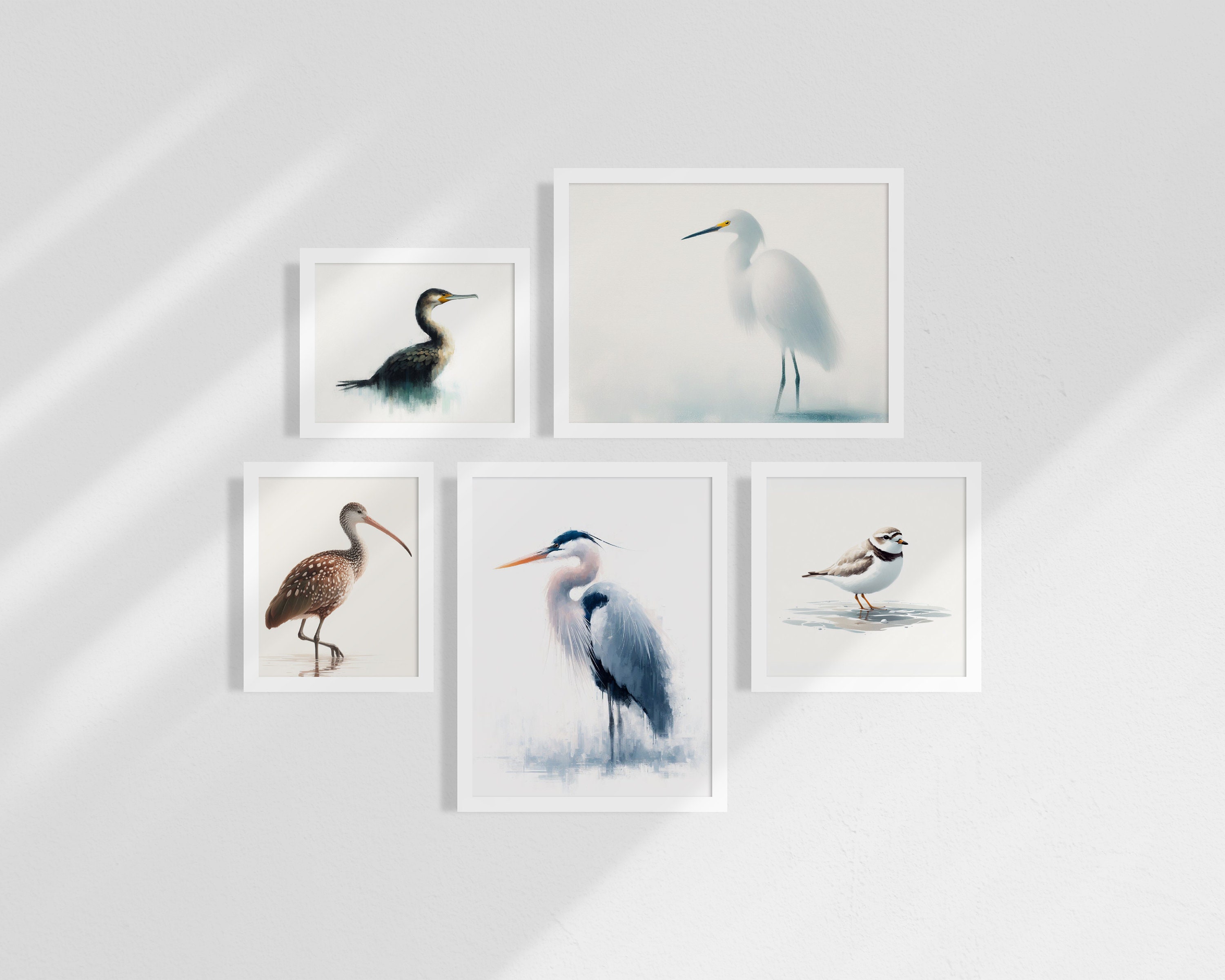 8 Prints | Water Birds Wall Art | PRINTABLE | Egret, Plover, Limpkin ...