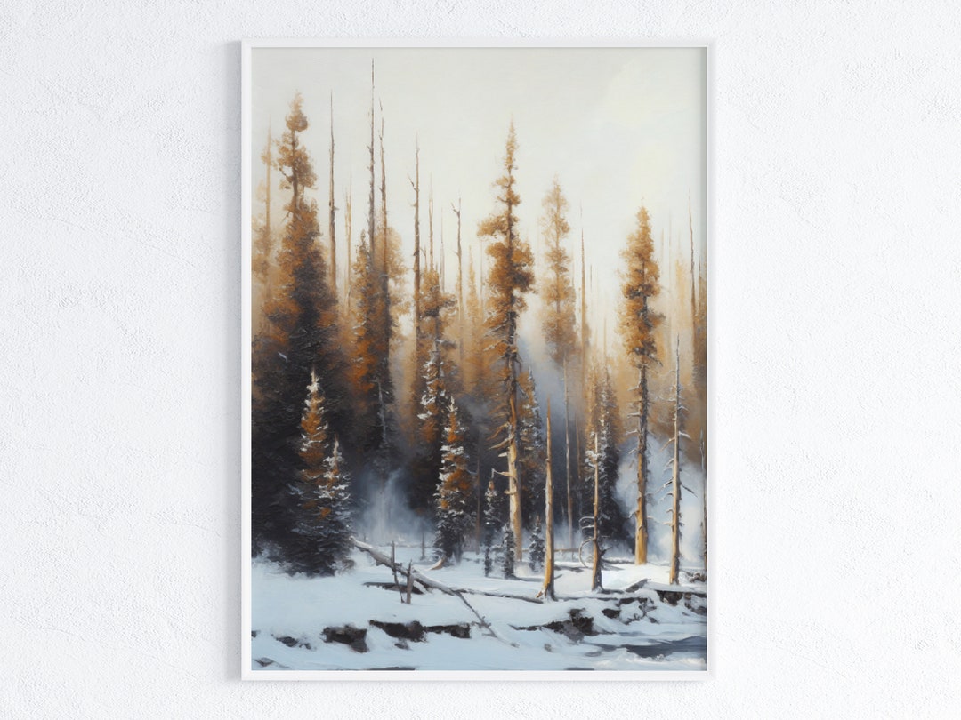 Forest Wall Art Snowy Forest Art Print PRINTABLE Original Digital ...