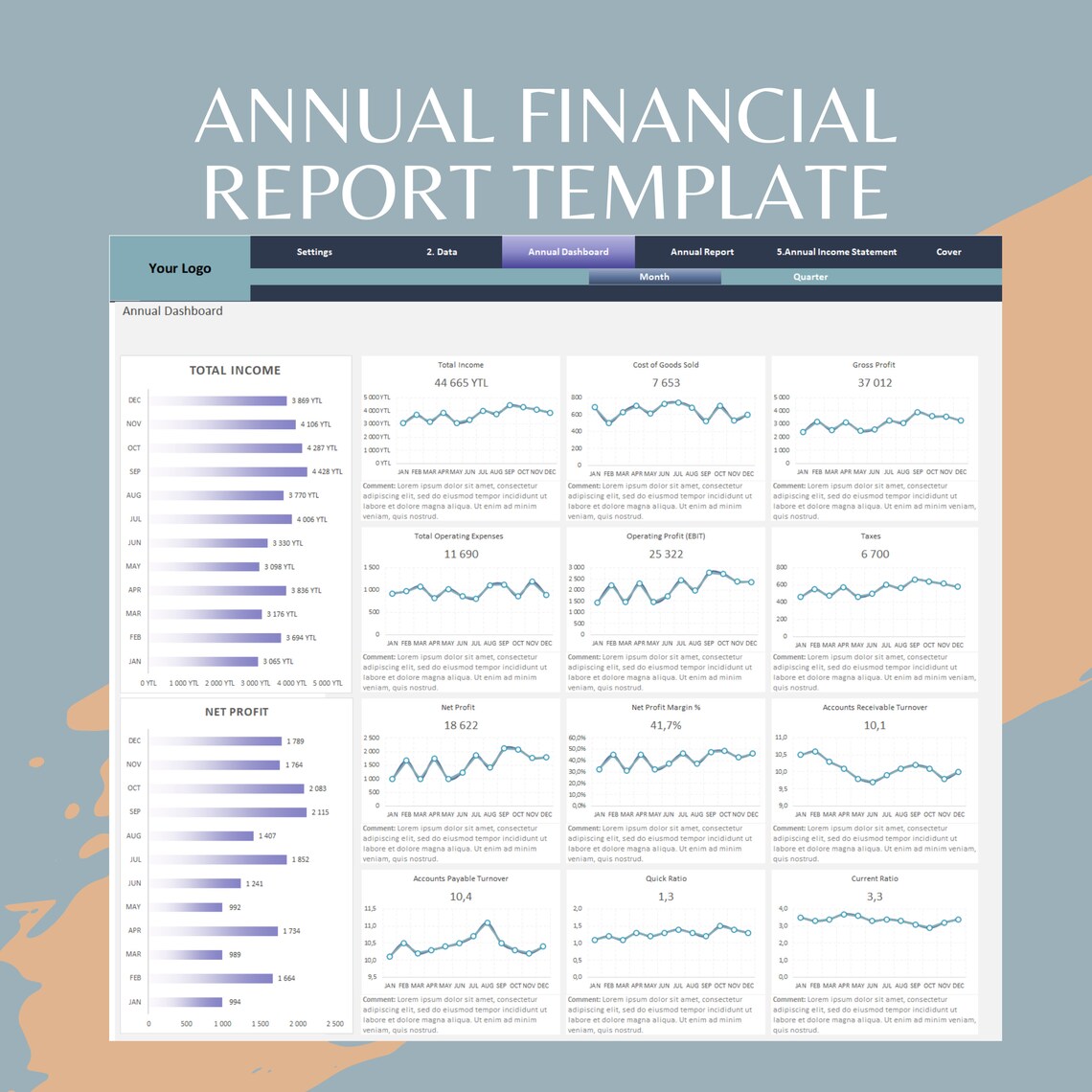 Annual Financial Report Template Business Strategy Tool Etsy