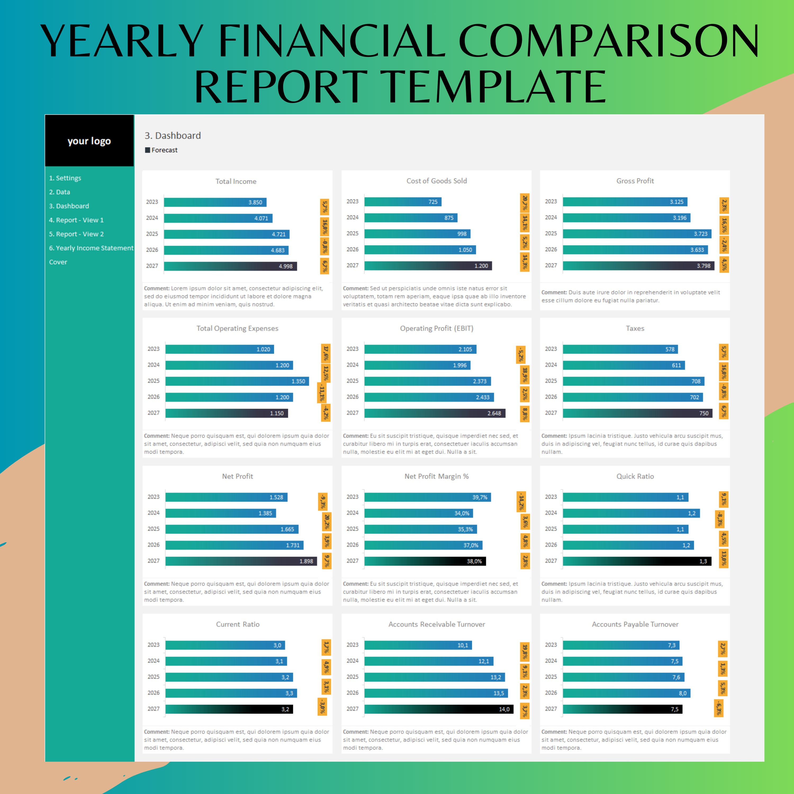 Yearly Financial Comparison Report Template, Analyze and Optimize Your ...